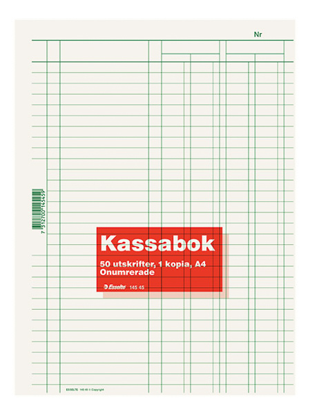 Kassabok A4 med kopia 2x50ex